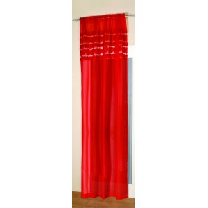 ROSIE RED VOILE PANEL; 140CM WIDE - Net Curtain 2 Curtains