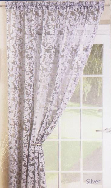 RHAPSODY CURTAIN PANEL SILVER OR IVORY - Net Curtain 2 Curtains