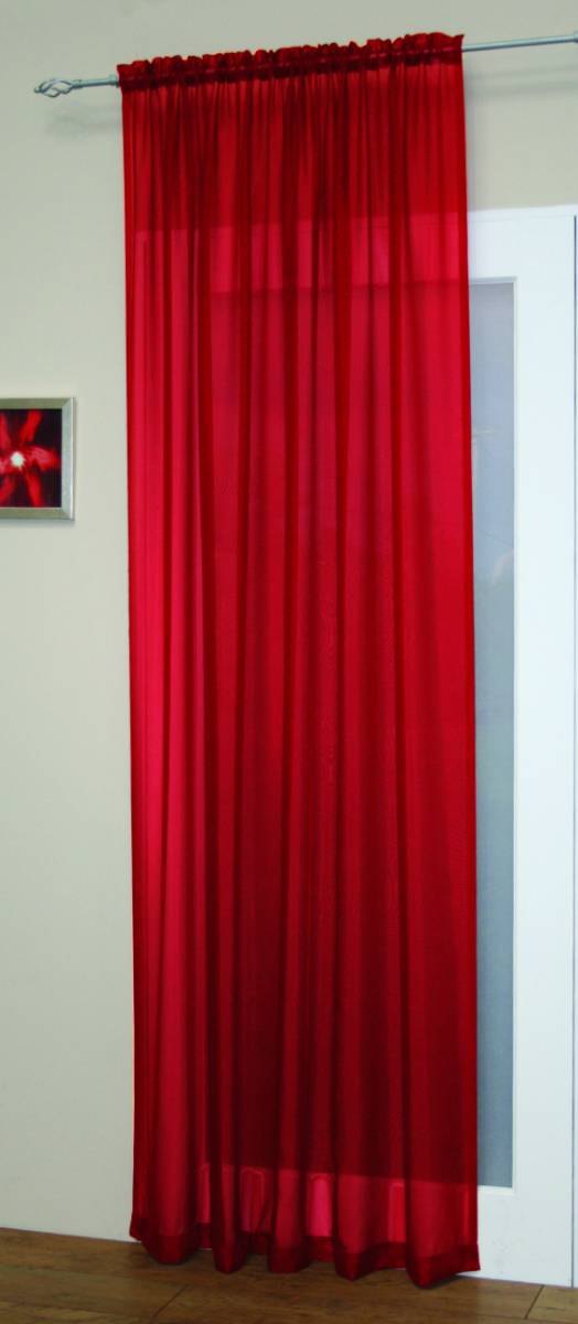 CRYSTAL RED VOILE PANEL:150CM WIDE - Net Curtain 2 Curtains