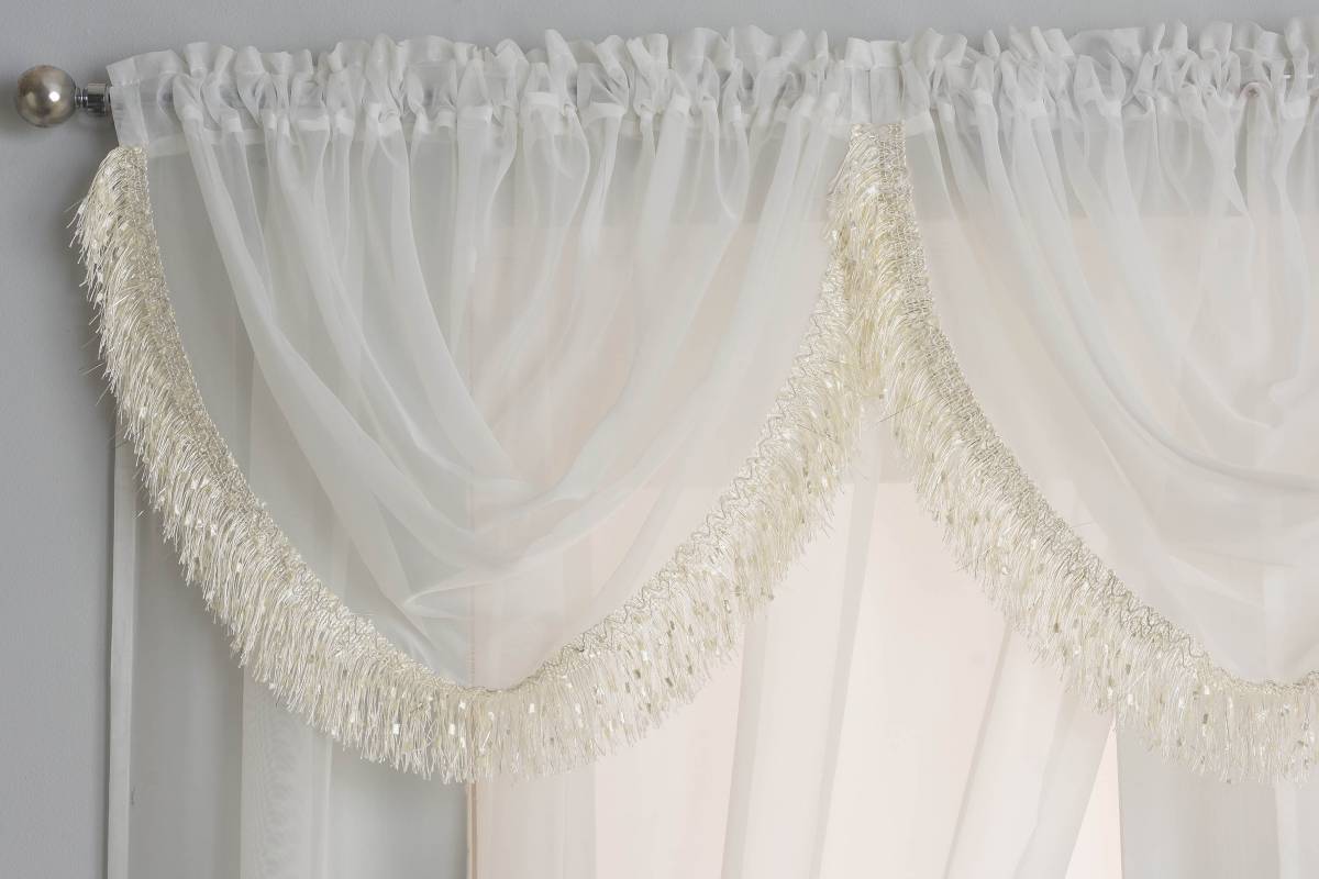 GLIMMER CREAM VOILE SWAGS SOLD PER SWAG image shows 3 swags - Net ...